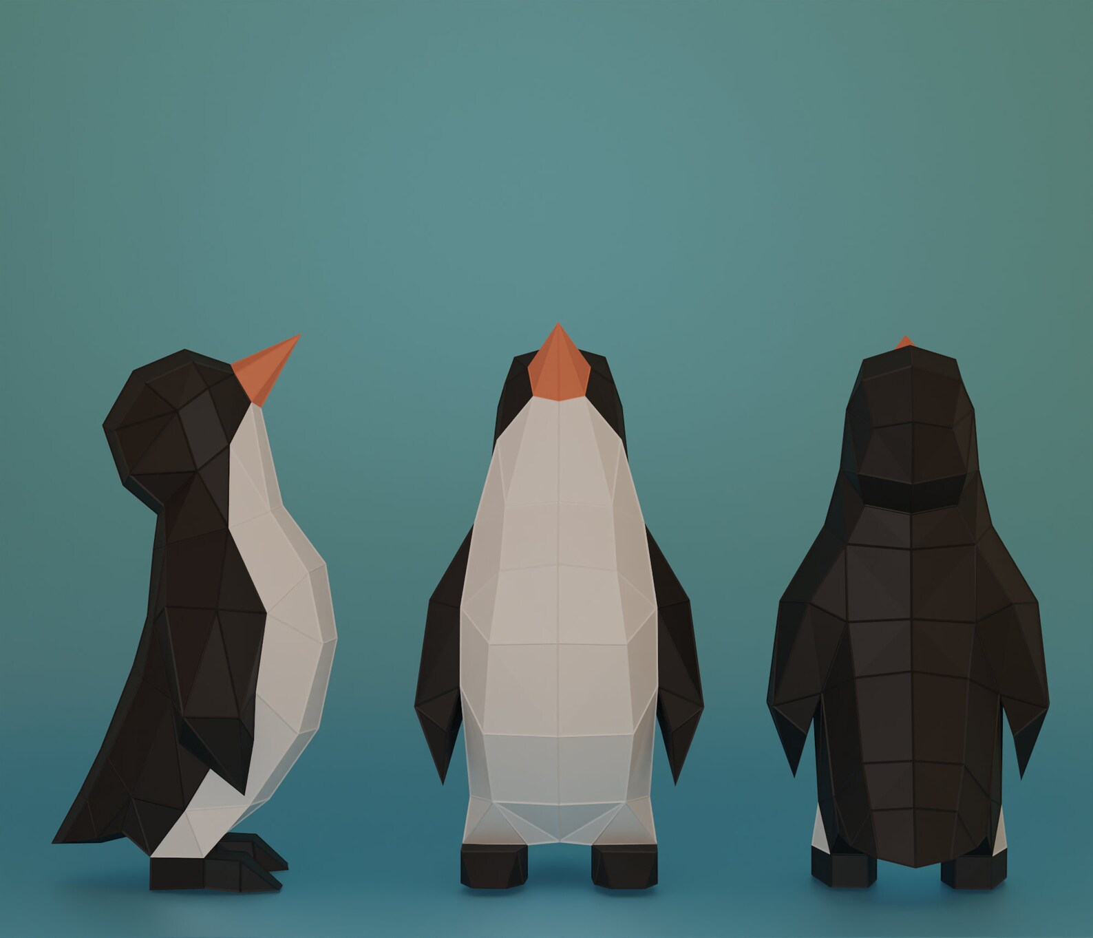 Papercraft Penguins- SVG, DXF, PDF | Low Poly Penguins for Cricut and ...