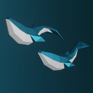 Low Poly Whale Model and BABY Calf, Pdf,svg Create Your Own 3D ...
