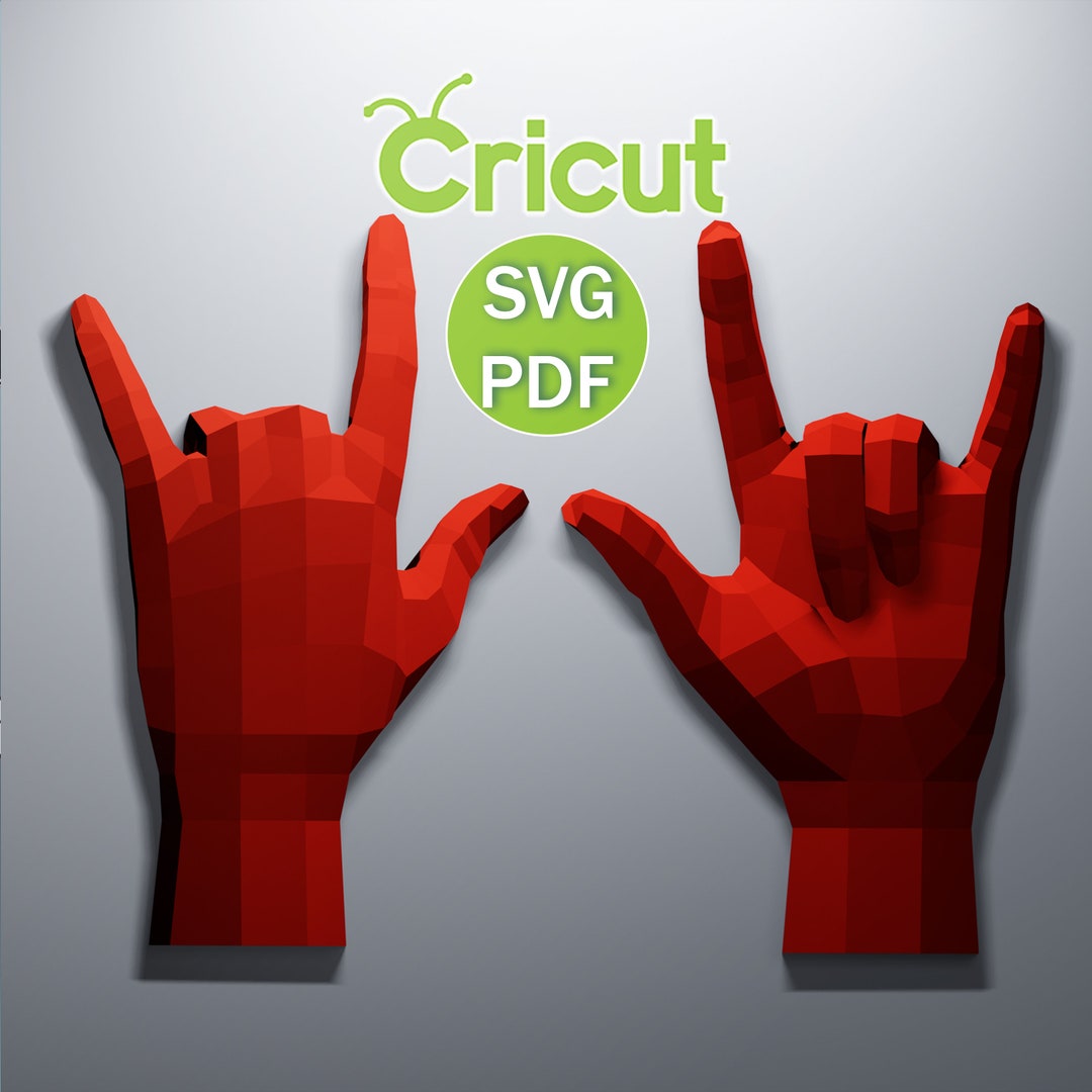 Hand Papercraft ,PDF-SVG, Rock and Roll 3D Hand Papercraft Template ...