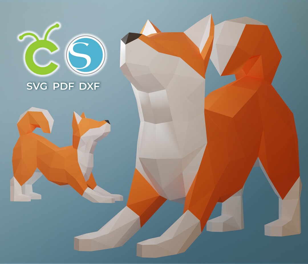 Papercraft Dog Shiba Inu, SVG, PDF, Dxf Paper Craft Dog Model, Shiba ...