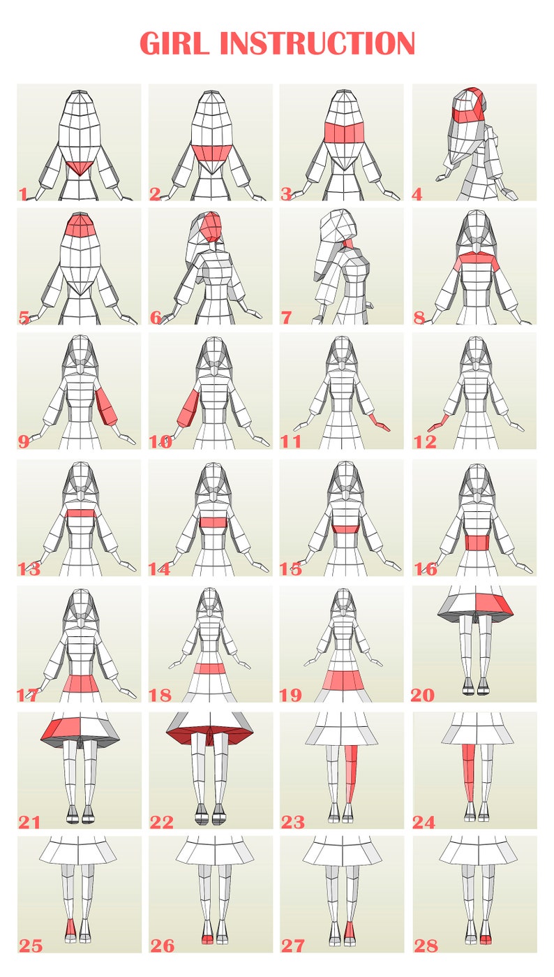 Girl Papercraft 3D Decor Sculpture Low Poly Girl in Dress - Etsy