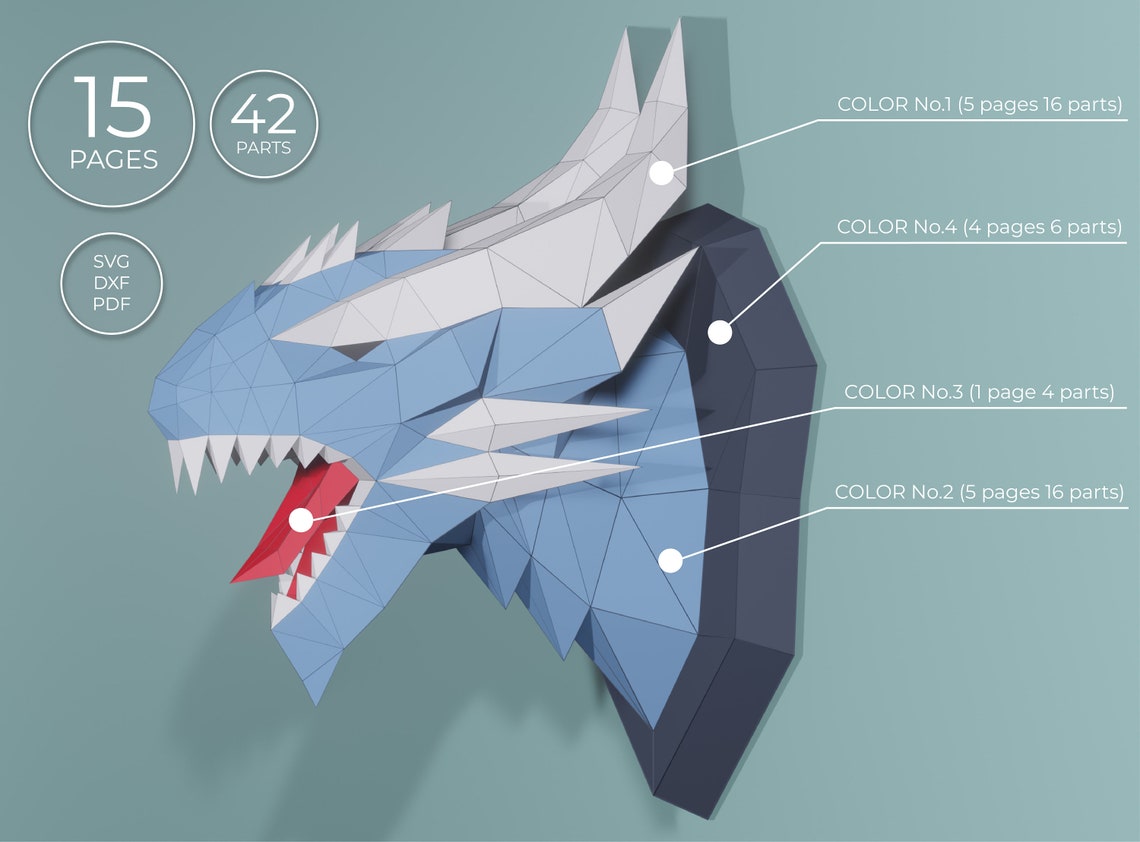 Papercraft Dragon, SVG, PDF. Paper Craft Dragon Model, Dragon Angry PDF ...