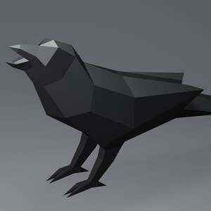 Raven Papercraft, Raven, SVG, PDF Template, Paper Statue, Crow 3D Low ...