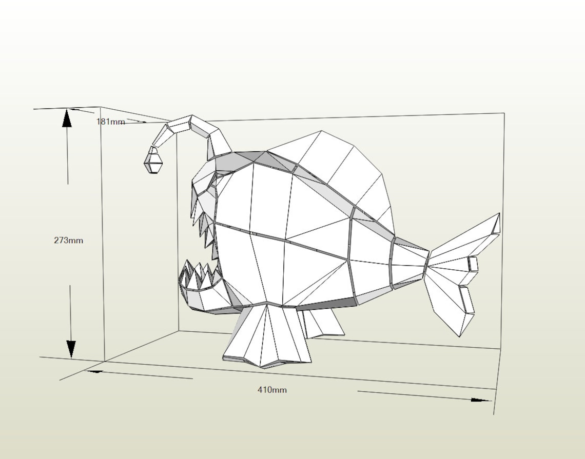 Papercraft Angler Fish SVG PDF Cricut Digital Template - Etsy