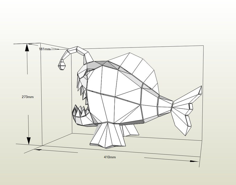 Papercraft Angler Fish SVG PDF Cricut Digital Template - Etsy
