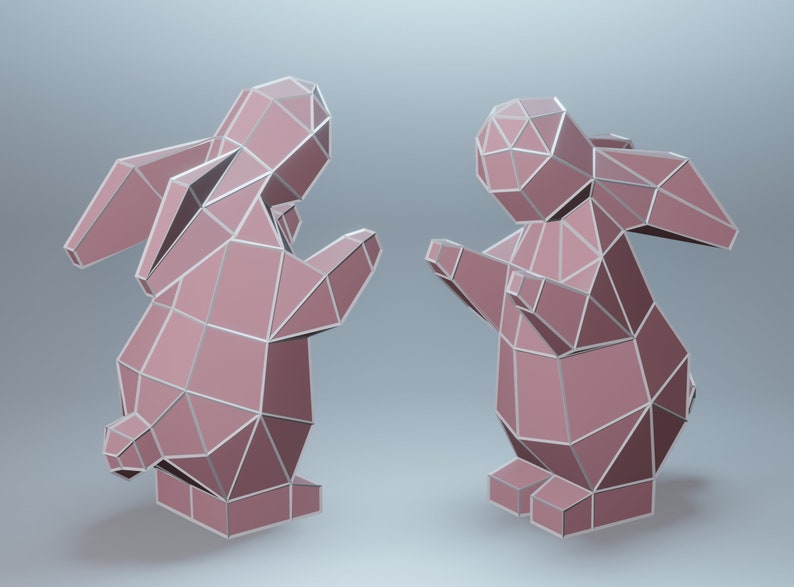 Bunny Papercraft Easter PDF SVG DXF Low Poly Animal Paper - Etsy