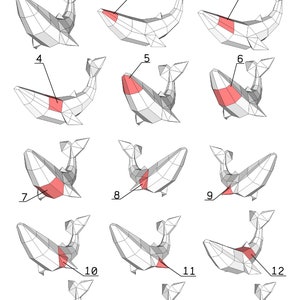 Low Poly Whale Model and BABY Calf, Pdf,svg Create Your Own 3D ...