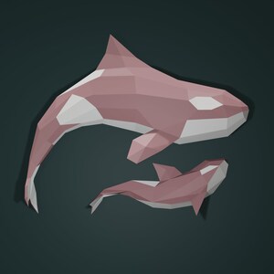 ORCA and Baby-orca, Paper Craft ORCA Whale , Paper Craft Template ...