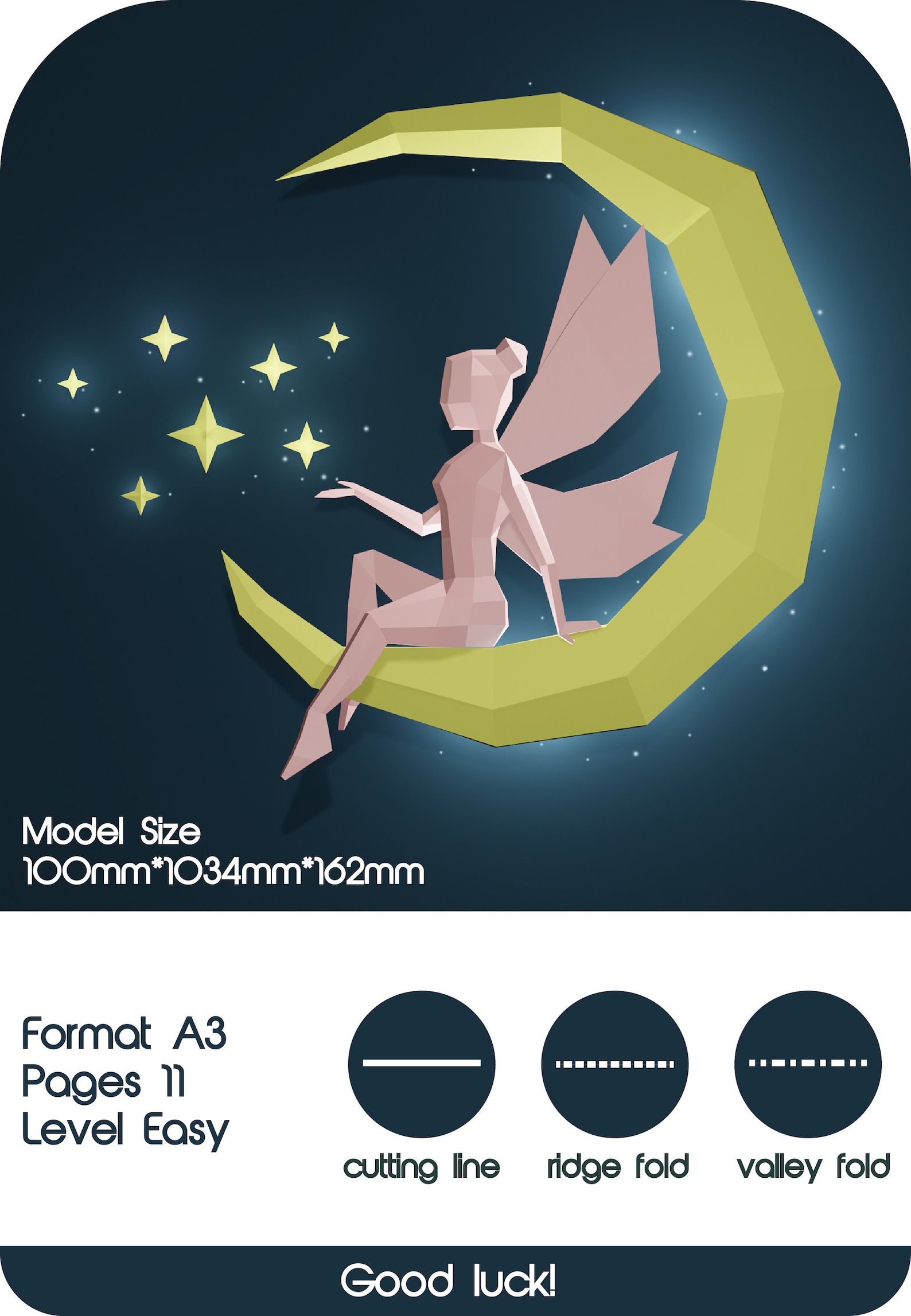 Fairy Women on the Moon Papercraft Wall Sculpture Papercraft - Etsy