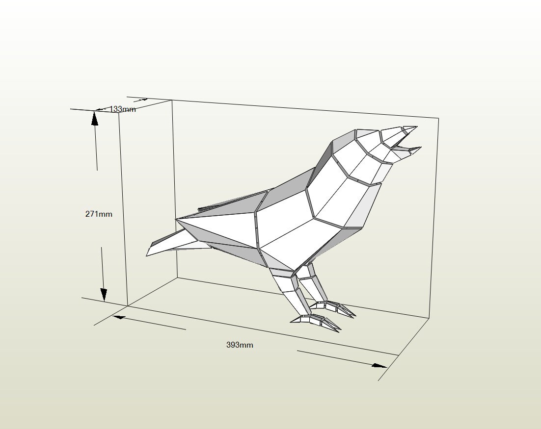 Raven Papercraft, Raven, SVG, PDF Template, Paper Statue, Crow 3D Low ...
