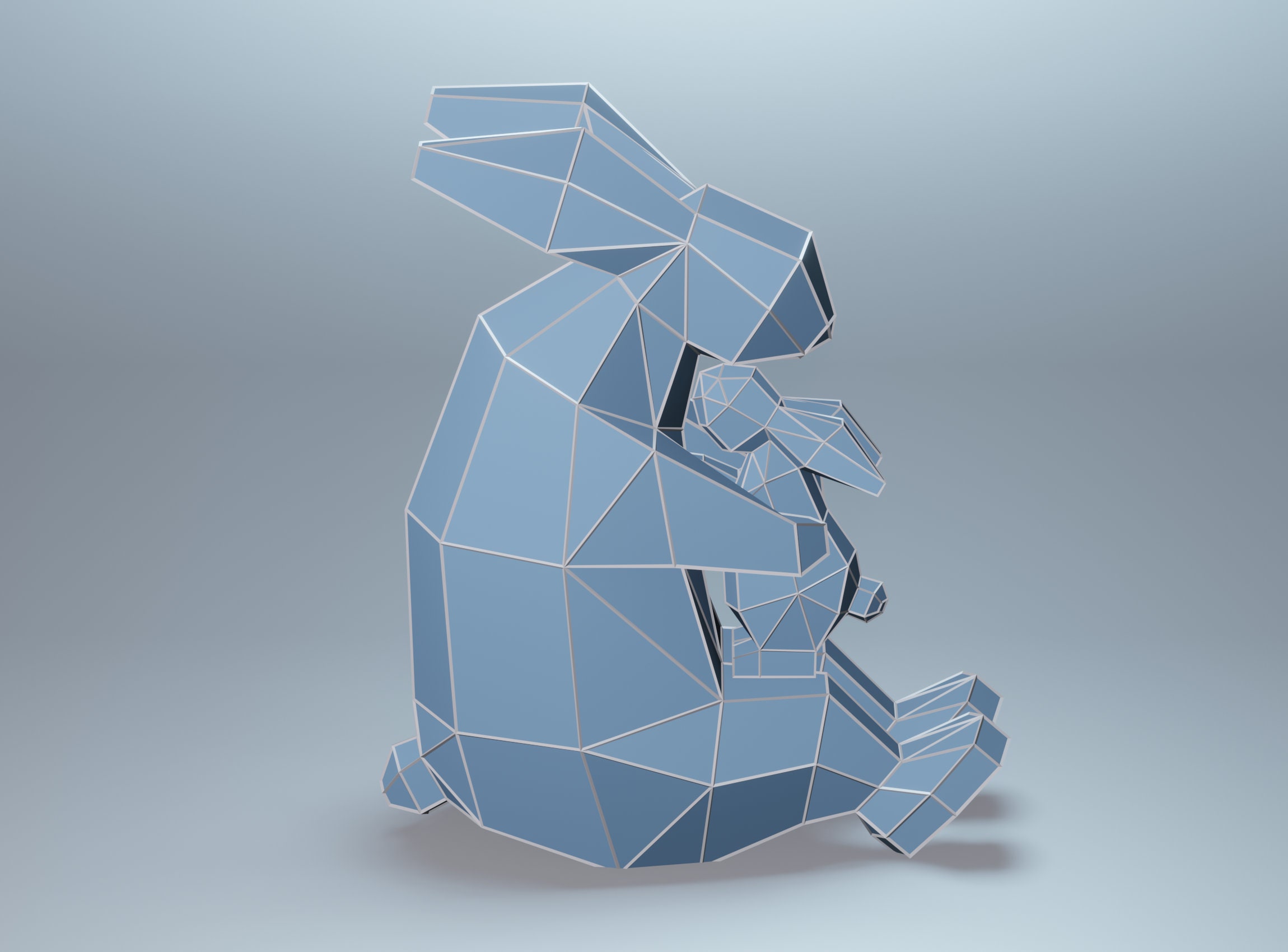 Bunny Papercraft Easter PDF SVG DXF Low Poly Animal Paper - Etsy
