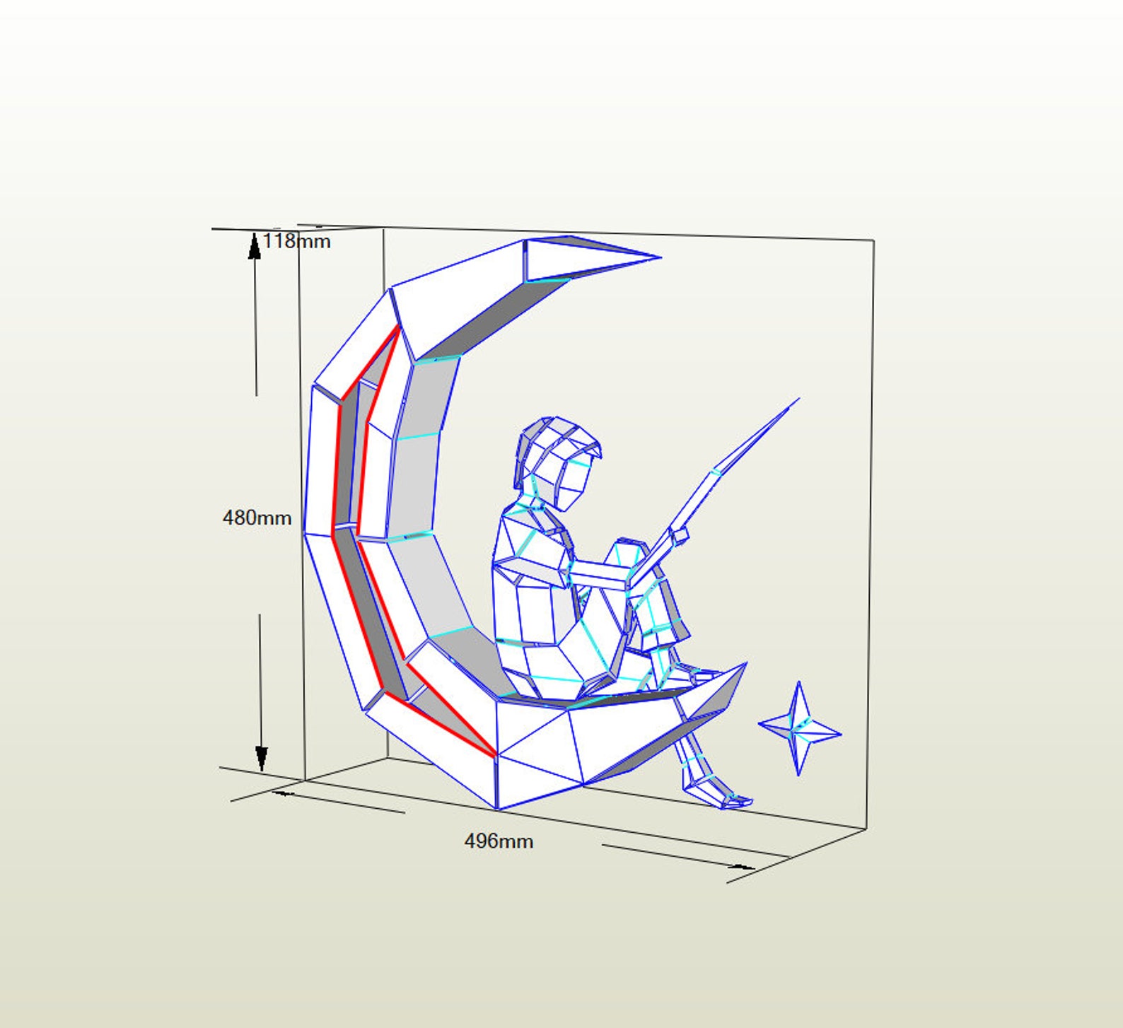Papercraft the Boy on the Moon Papercraft Low Poly BOY MOON - Etsy