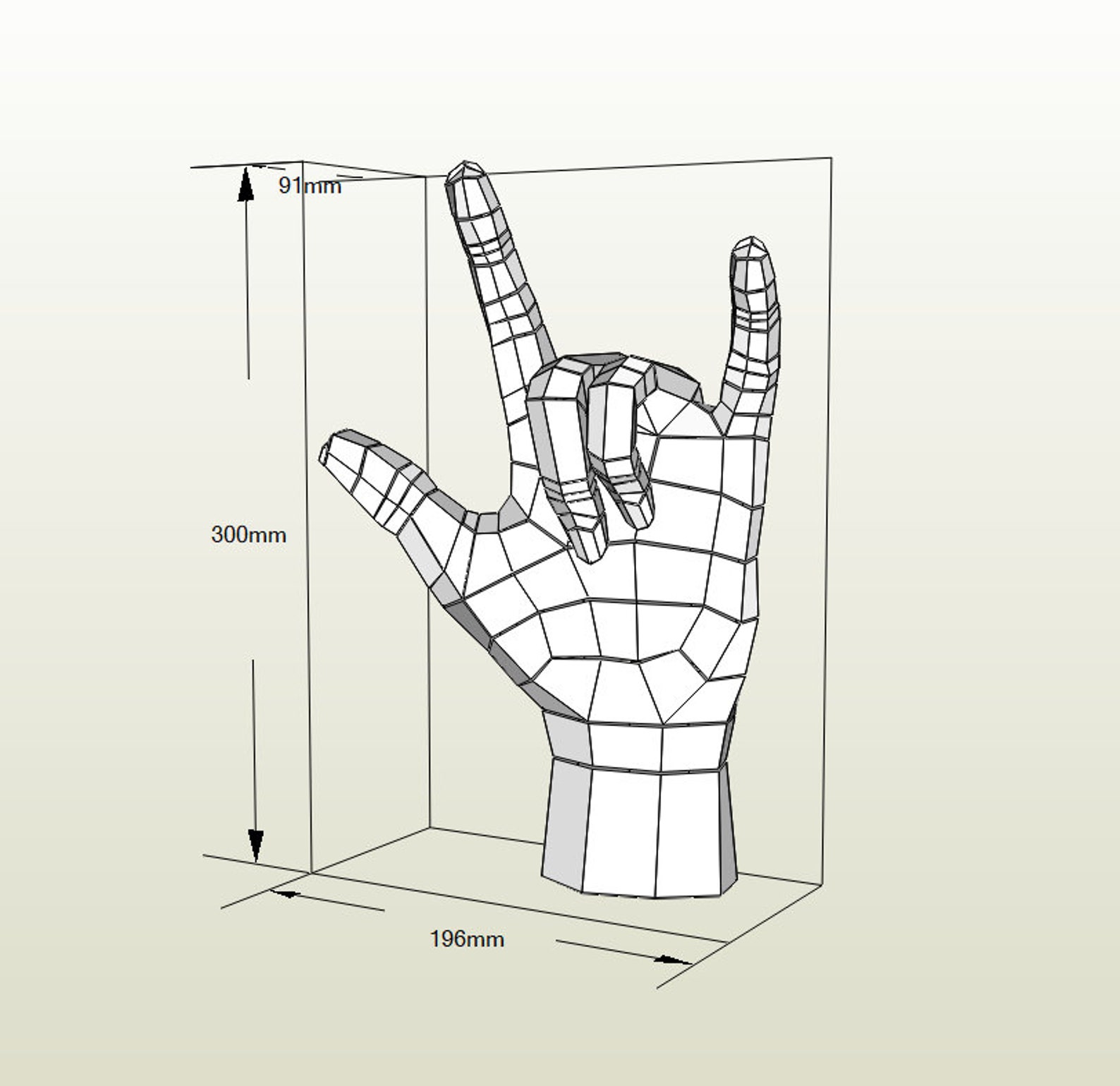 Hand Papercraft ,PDF-SVG, Rock and Roll 3D Hand Papercraft Template ...
