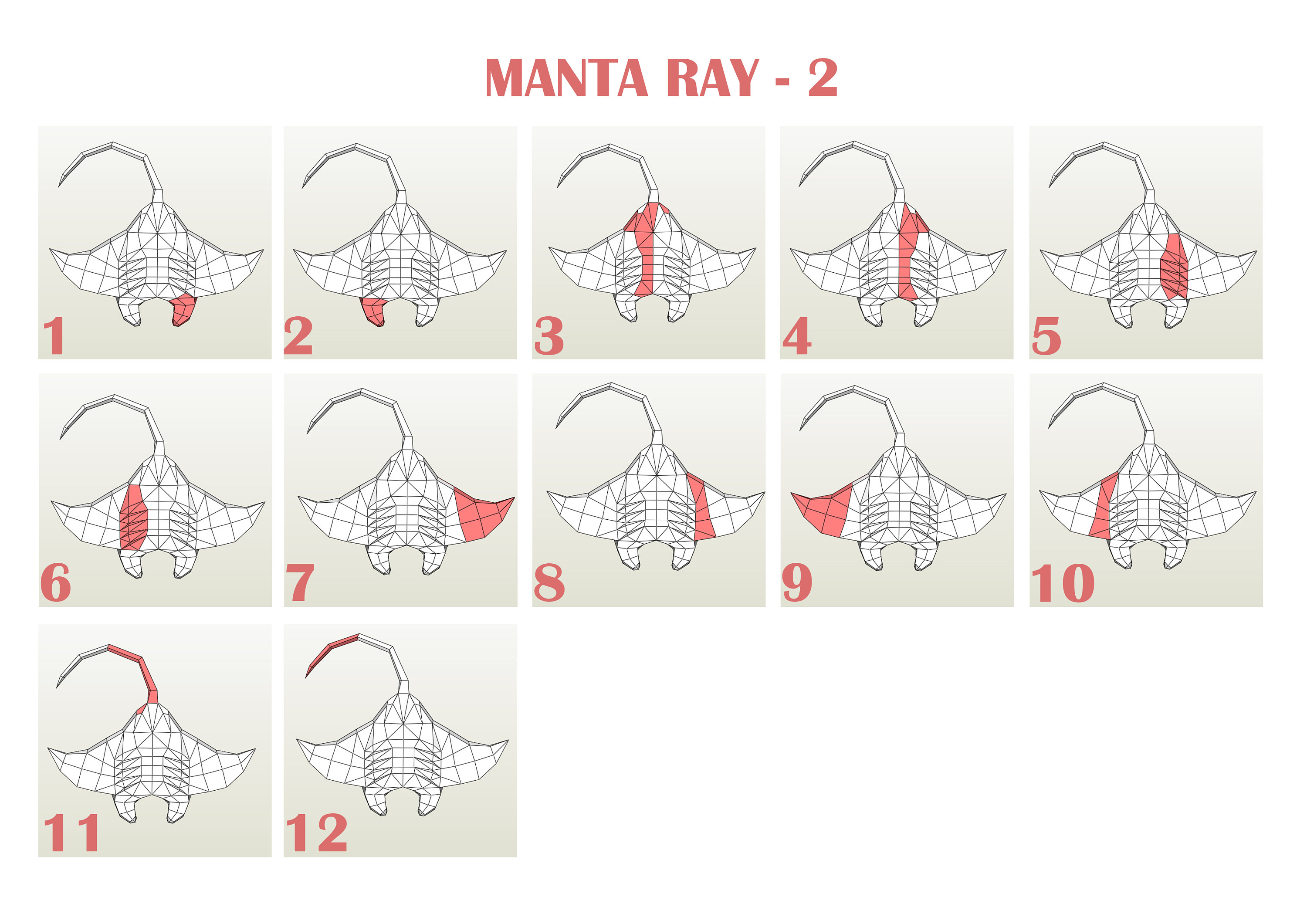 Papercraft Manta Ray Family PDF-SVG 3D Papercraft Template - Etsy Canada