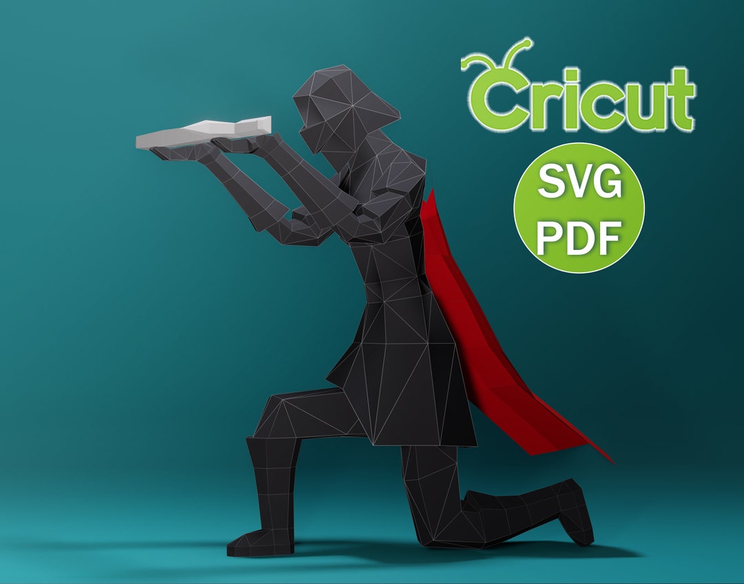 Papercraft Knight, SVG, PDF, Low Poly Papercraft Cavalier, Paper Sword ...