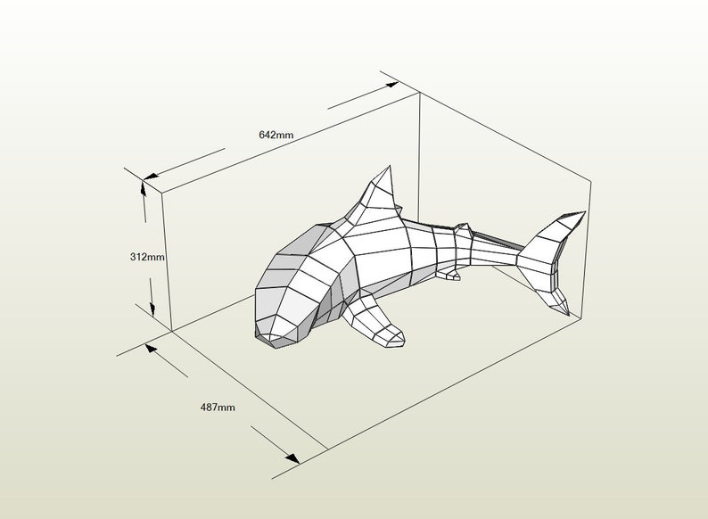 Shark Papercraft Model DIY, 3D Paper Sculpture (PDF/SVG) - Etsy
