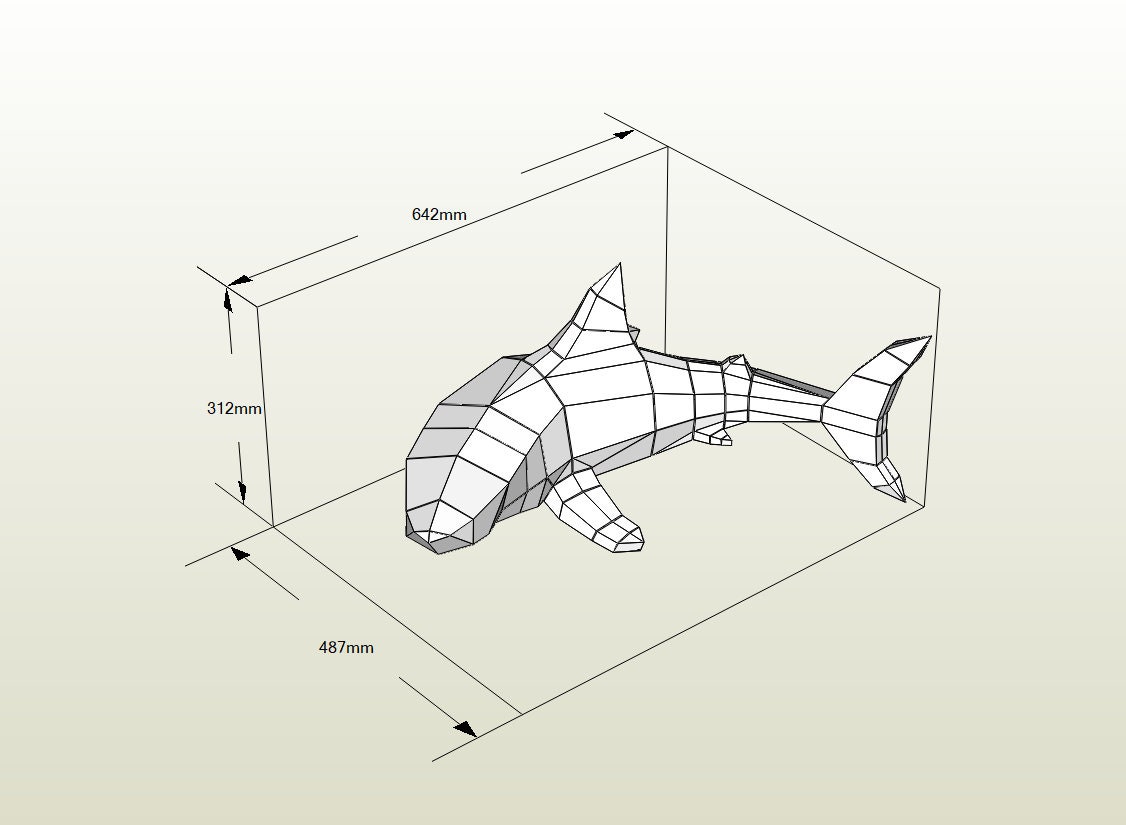 Shark Papercraft Model DIY PDFSVG Download and Make Your - Etsy