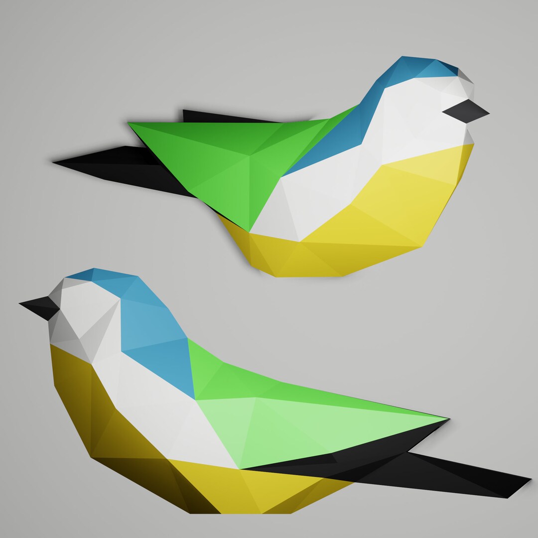 Papercraft Blue Tit, Bird 3d Papercraft, SVG, PDF, Instructions, Low ...