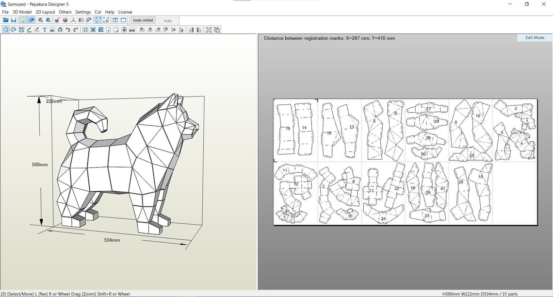 Samoyed Dog Papercraft PDF SVG Dog Low Poly Papercraft - Etsy