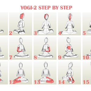 Yogi (3) Papercraft 3D Decor Sculpture, SVG, PDF, Low Poly Yogi Women ...