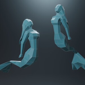 Mermaids Papercraft 3D Sculpture, PDF, SVG, DXF Papercraft Women Hang ...