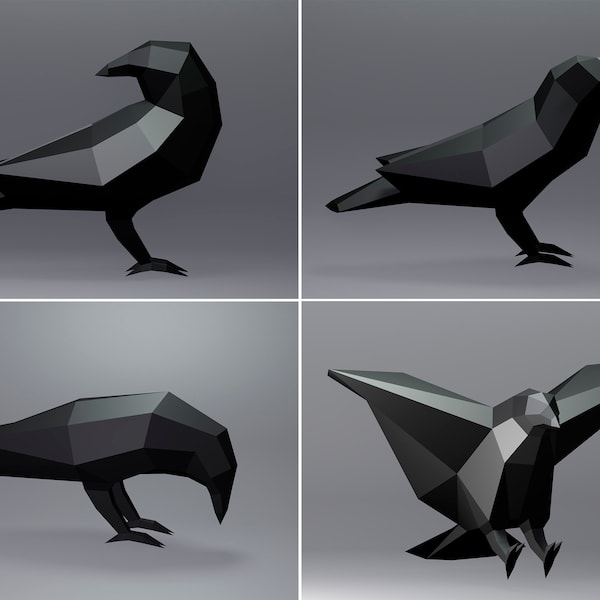 Low Poly Raven Papercraft - Etsy