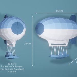 Papercraft Blimp Clouds Hanging, PDF SVG, Papercraft Low Poly, Paper ...