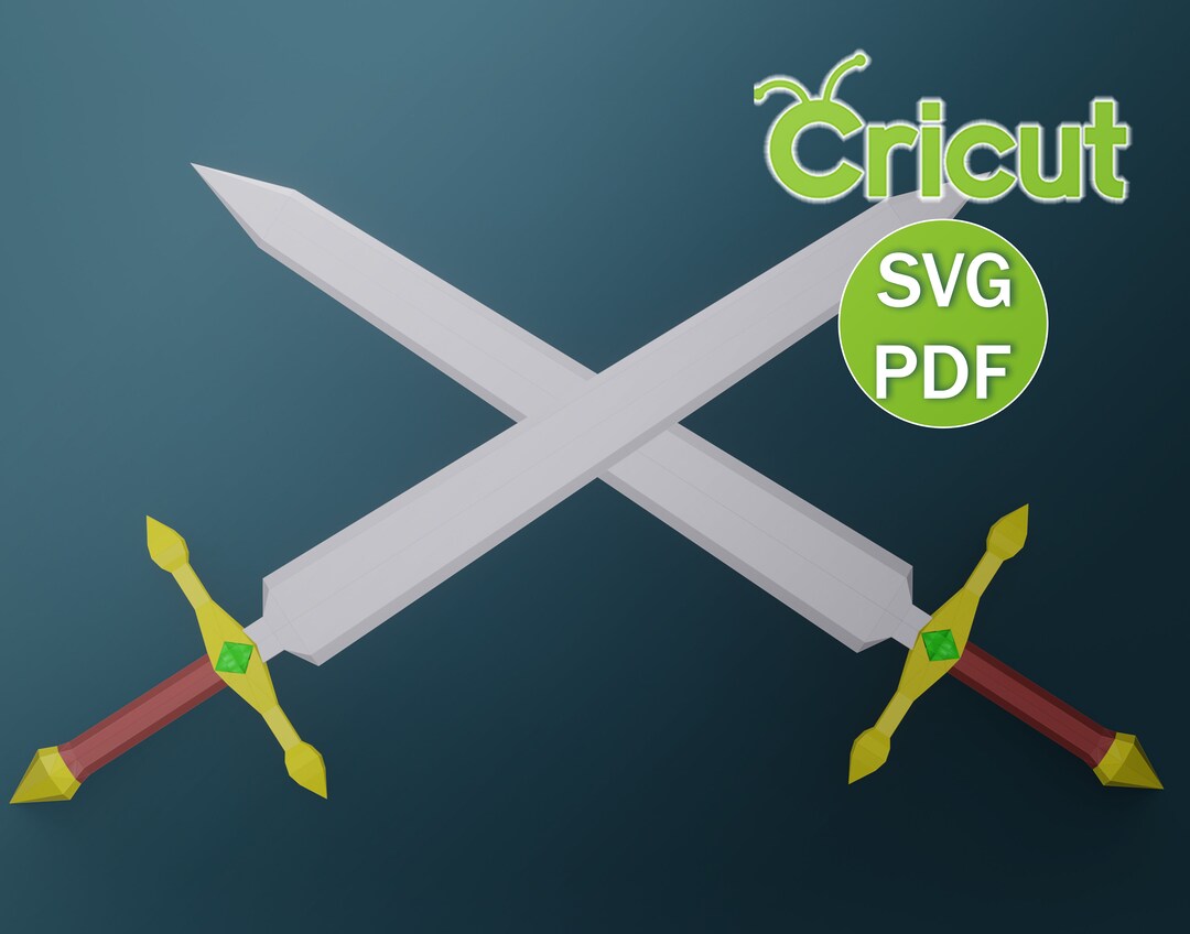 Papercraft Sword - 4 Colors!, SVG, PDF, Low Poly Papercraft Sword ...