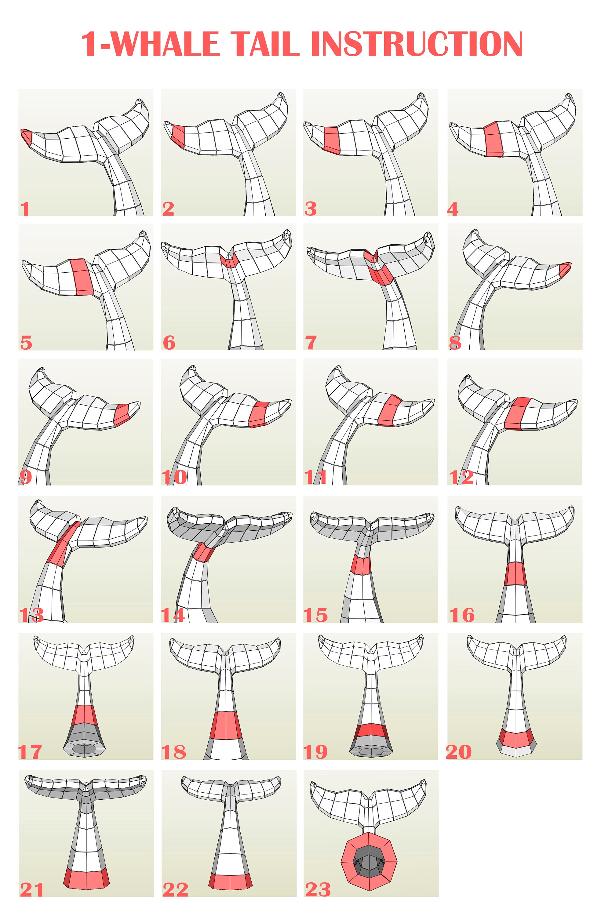 Two Whale Tails Papercraft Printable PDF Template Animal - Etsy Ireland