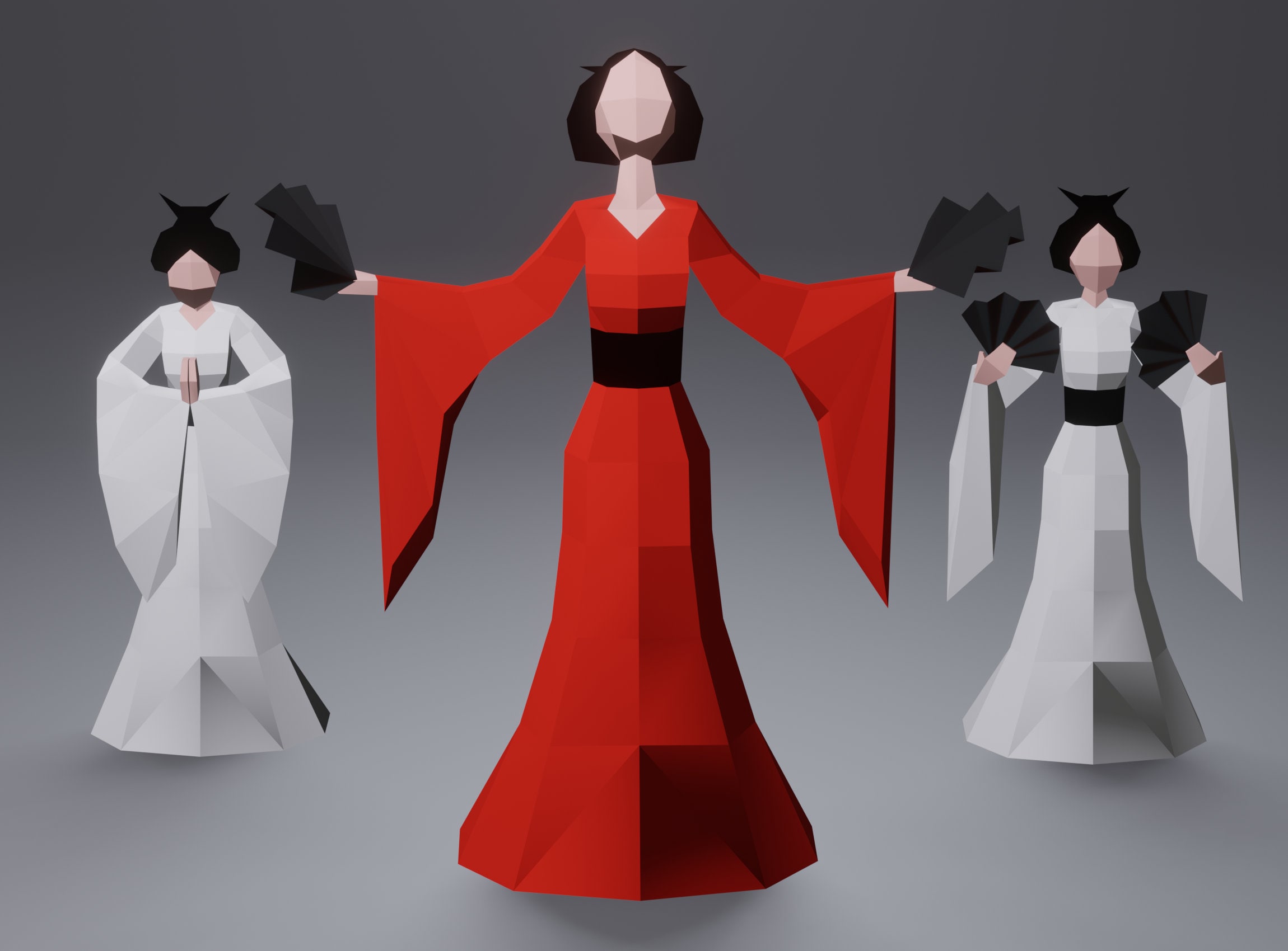 Papercraft Geisha 1 Japanese Woman SVG DXF PDF Low Poly - Etsy Australia