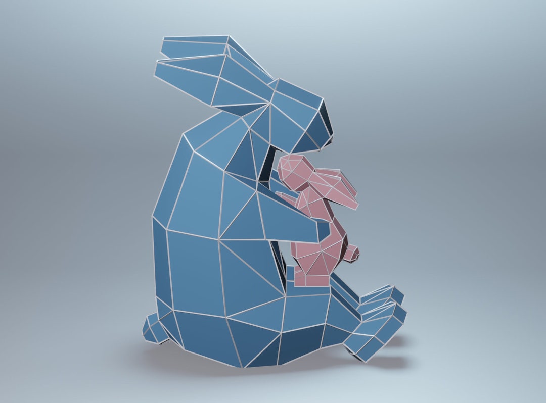 Bunny Papercraft Easter, PDF SVG DXF, Low Poly Animal, Paper Rabbit ...