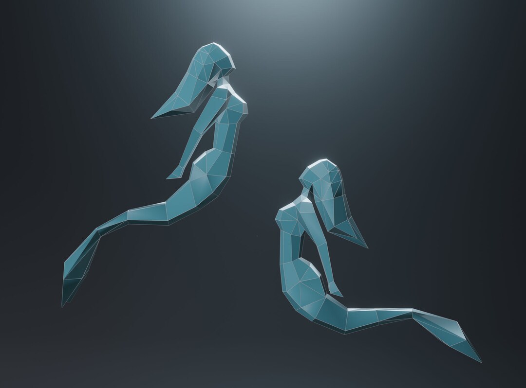 Mermaids Papercraft 3D Sculpture, PDF, SVG, DXF Papercraft Women Hang ...