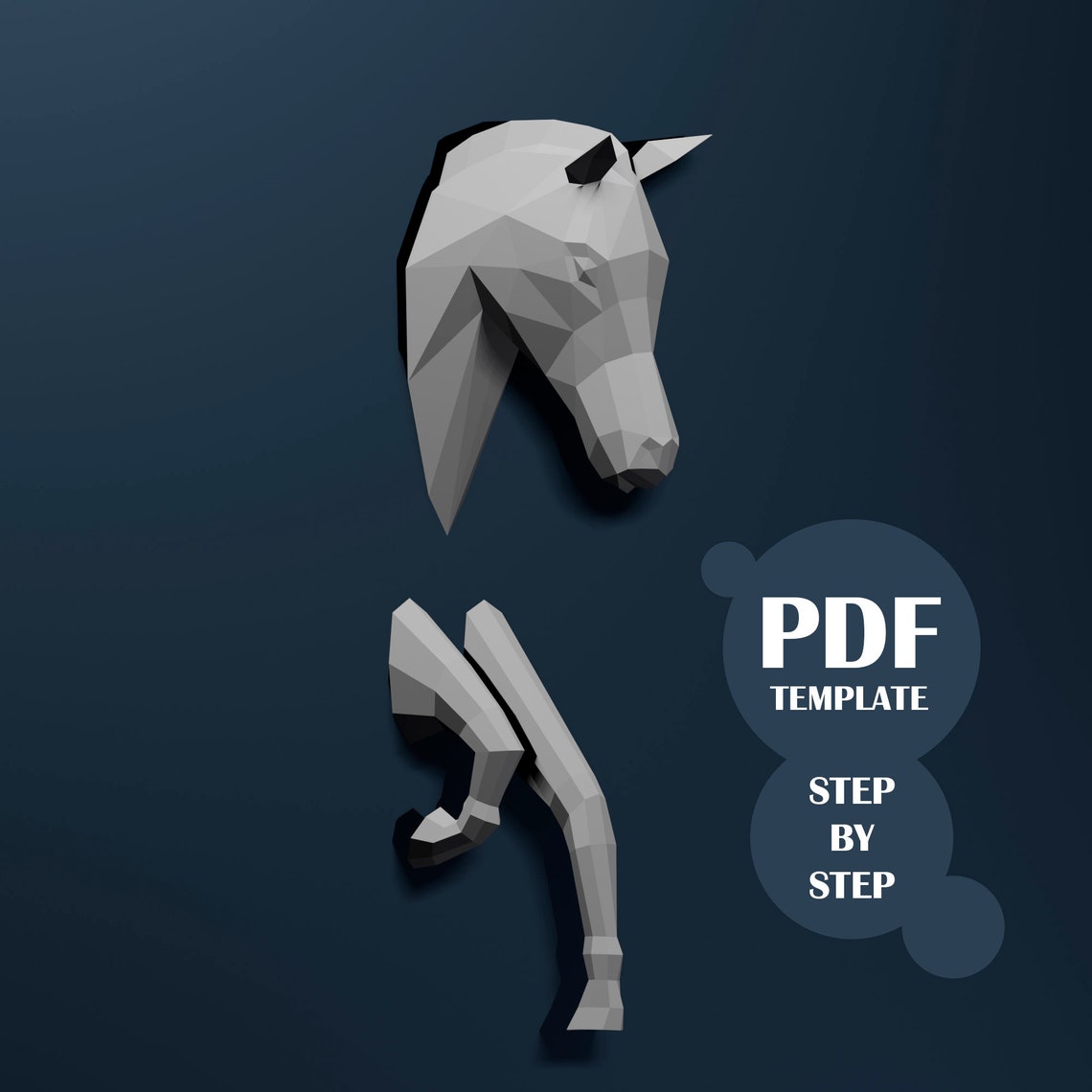 Horse Papercraft PDF 3D Paper Sculpture Template With - Etsy