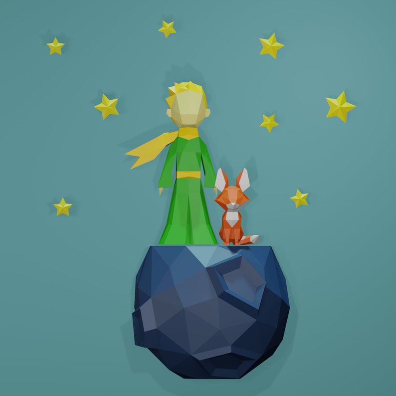 PAPERCRAFT the Little Prince and Fox on the Planet - Etsy