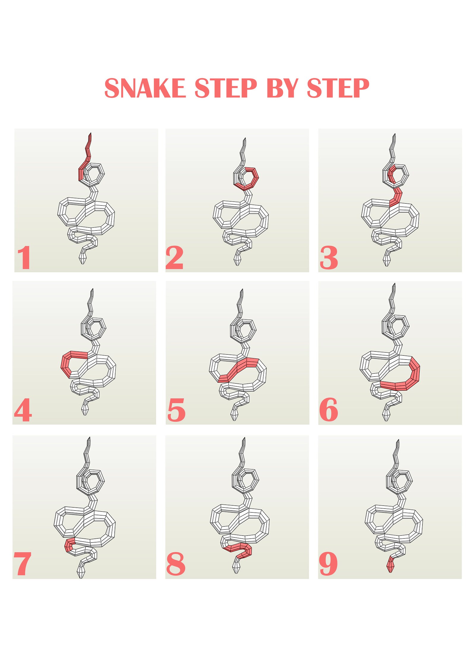 Snake Papercraft Wall PDF-SVG-DXF Pepakura Lowpoly Low - Etsy