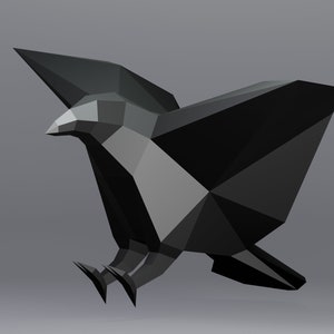 Raven(x4) Papercraft, Raven, SVG, PDF Template, Paper Statue, Crow 3D ...