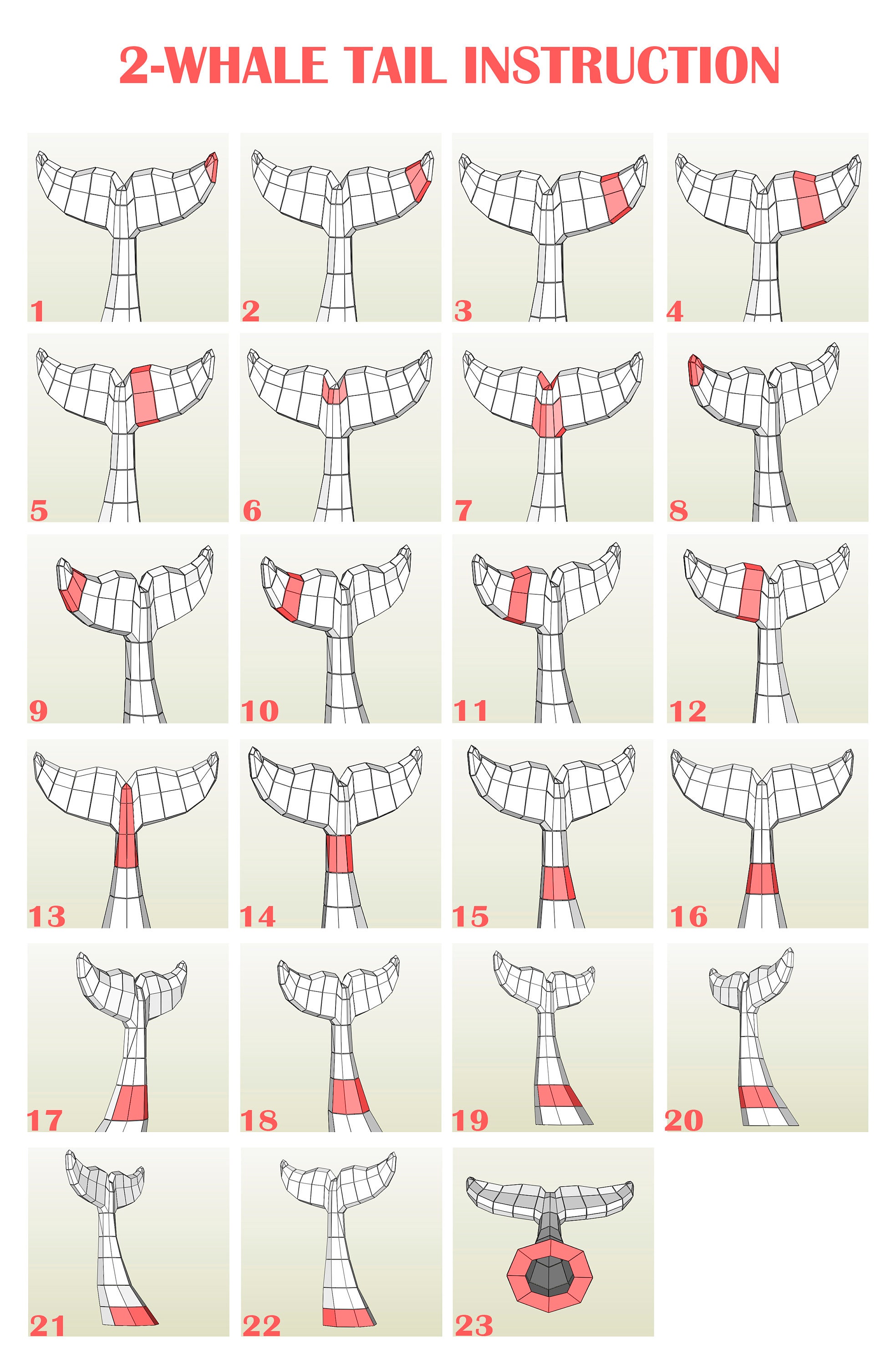 Two Whale Tails Papercraft Printable PDF Template Animal - Etsy Ireland