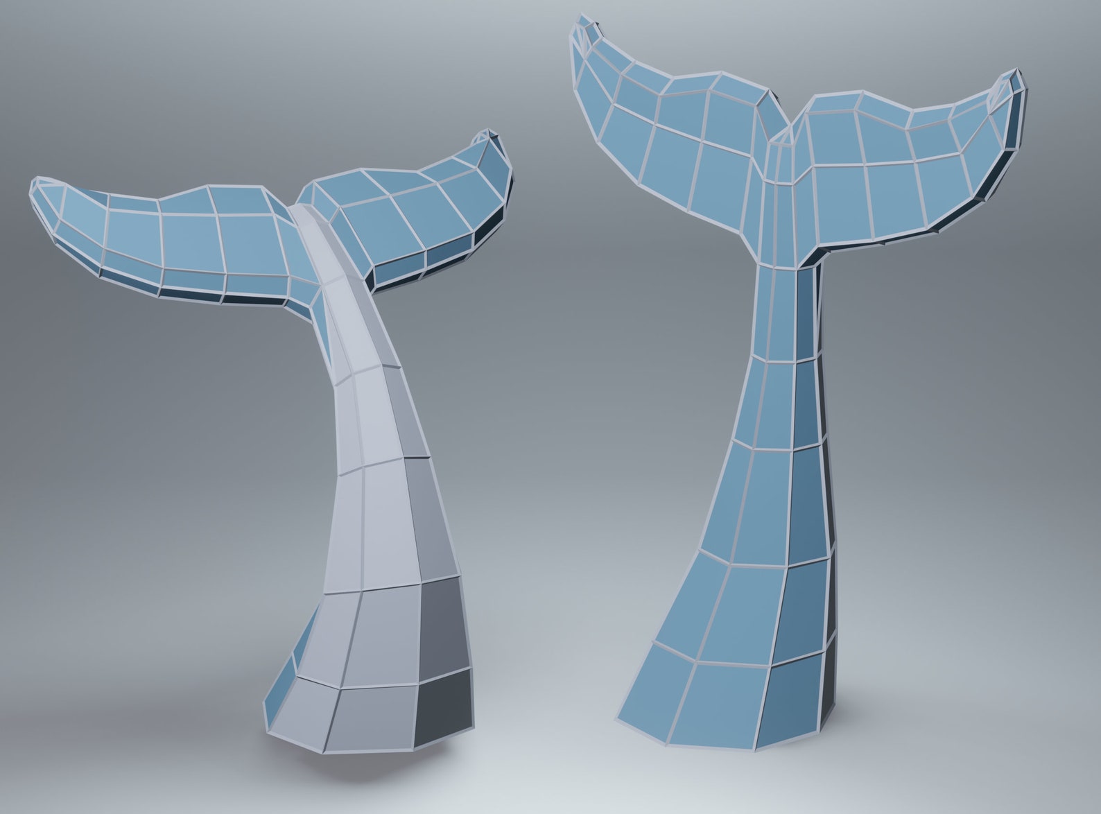 Two Whale Tails Papercraft, Printable PDF Template, Animal Figurine ...