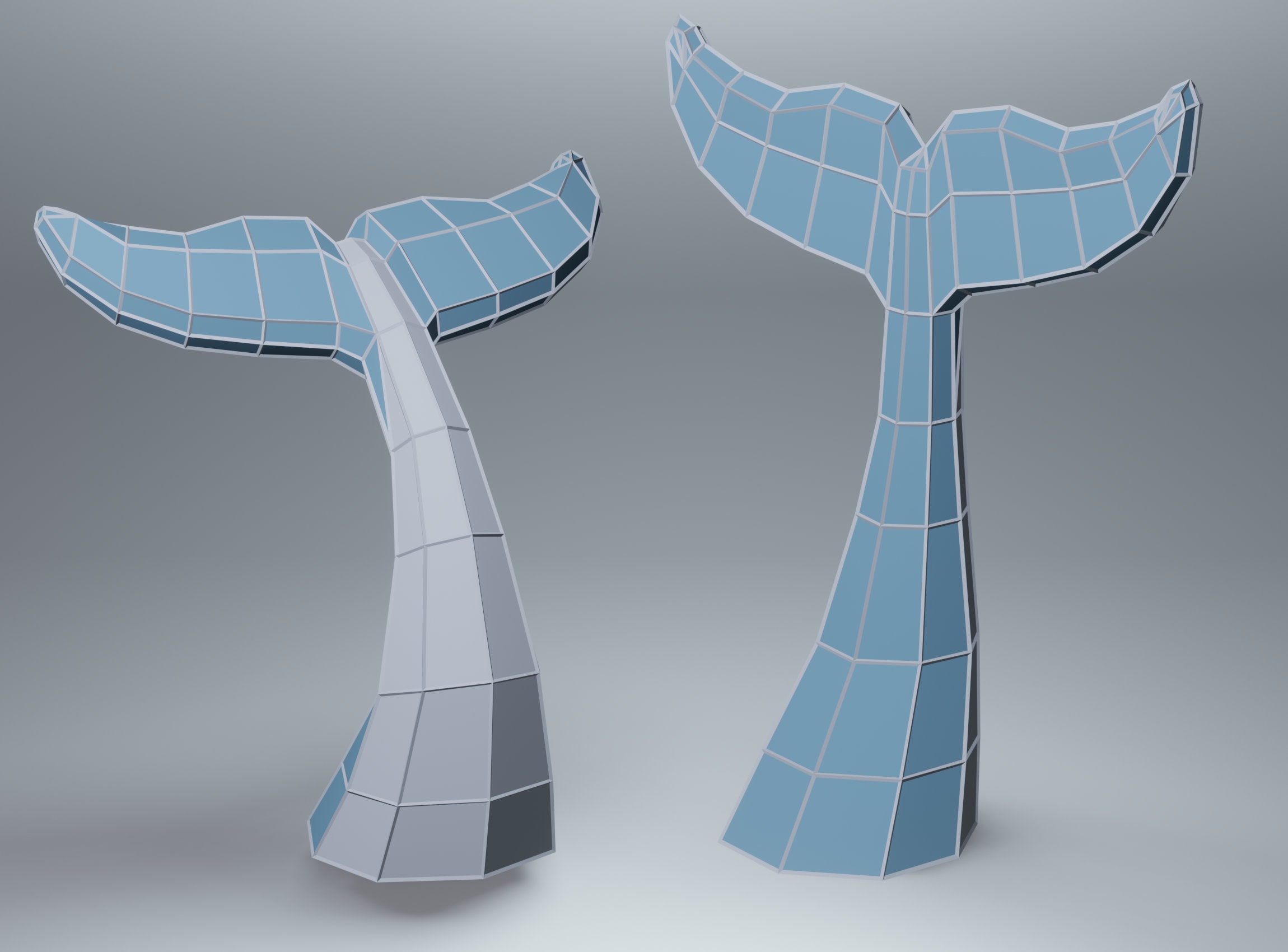 Two Whale Tails Papercraft Printable PDF Template Animal - Etsy