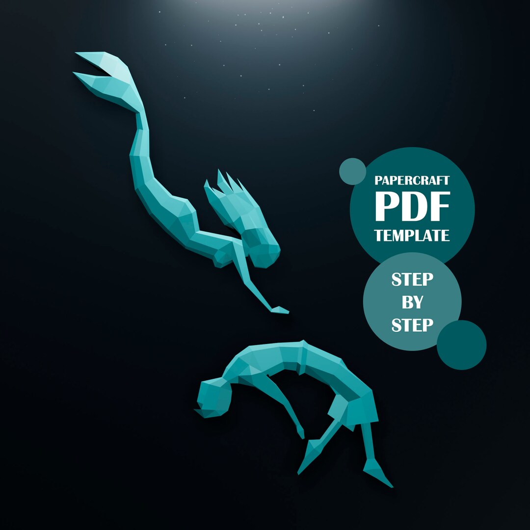 Mermaid Saves Man Papercraft Wall Sculpture , Papercraft Woman ...