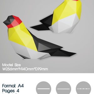 Papercraft Goldfinch, Bird 3d Papercraft, SVG, PDF, Instructions, Low ...