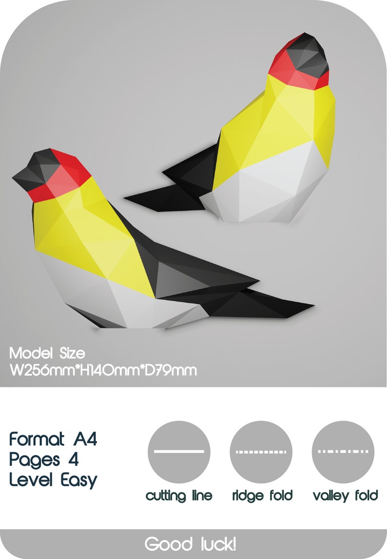 Papercraft Goldfinch Bird 3d Papercraft SVG PDF - Etsy