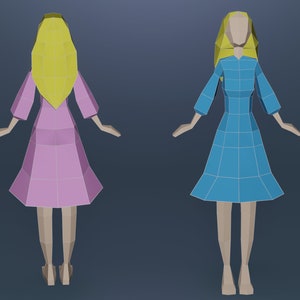 Girl Papercraft 3D Decor Sculpture, Low Poly Girl in Dress, DIY Dancer ...