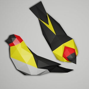 Papercraft Goldfinch, Bird 3d Papercraft, SVG, PDF, Instructions, Low ...