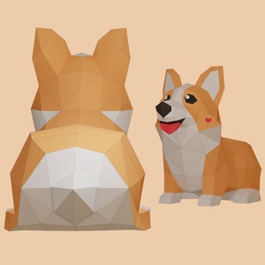 Papercraft Corgi, SVG, PDF, Dxf Paper Craft Dog Model, Welsh Corgi PDF ...