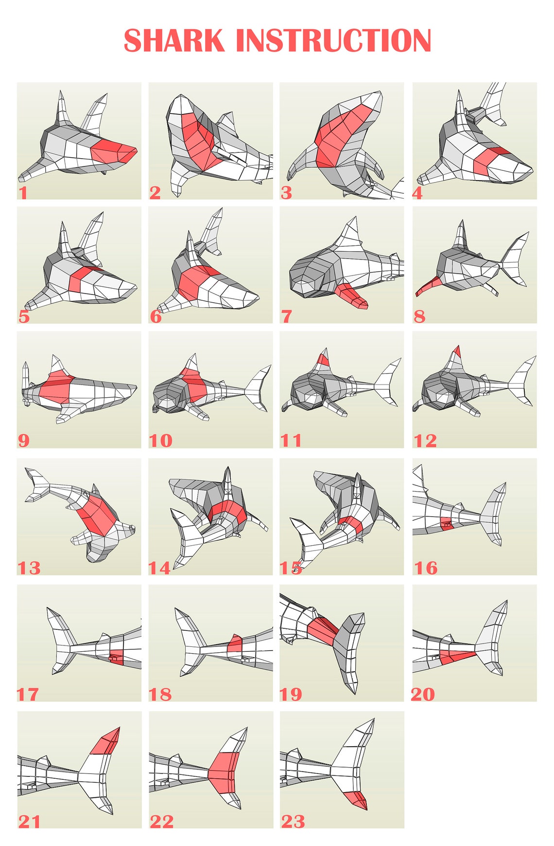 Shark Papercraft Model DIY PDFSVG Download and Make Your - Etsy