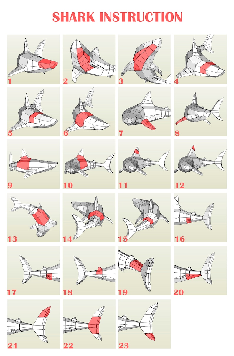 Shark Papercraft Model DIY PDFSVG Download and Make Your - Etsy