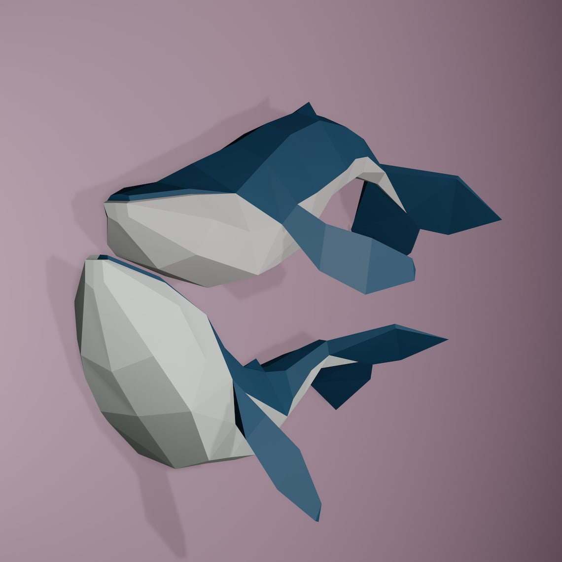 Low Poly Whale Model COUPLE , Create Your Own 3D Papercraft Whale ...