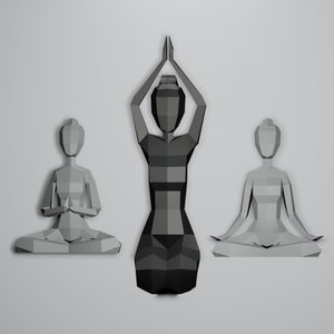 Yogi Papercraft 3D Decor Sculpture, SVG, PDF, Low Poly Yogi Women, DIY ...