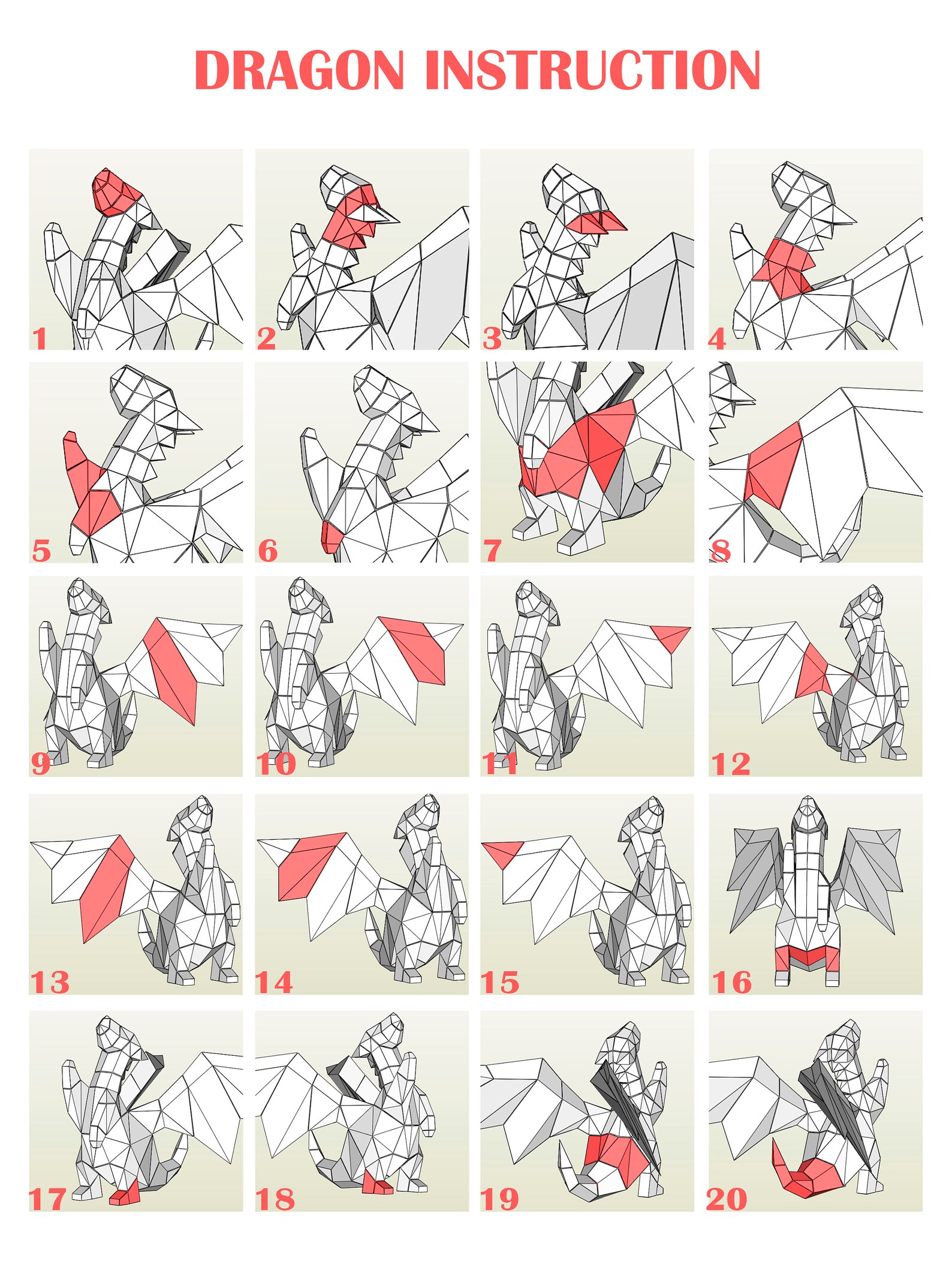 Papercraft Hanging Dragon Cloud Stars PDF SVG Papercraft Low - Etsy